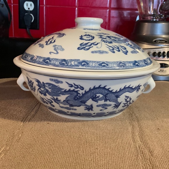 Kitchen | Vintage Oriental Porcelain Dragon Dish Bowl Wlid | Poshmark